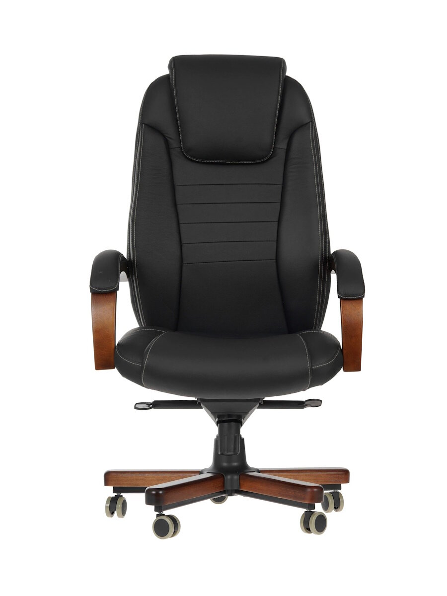 Кресло офисное Бюрократ T-9923WALNUT/BLACK натуральная кожа, до 200 кг, черный/коричневый