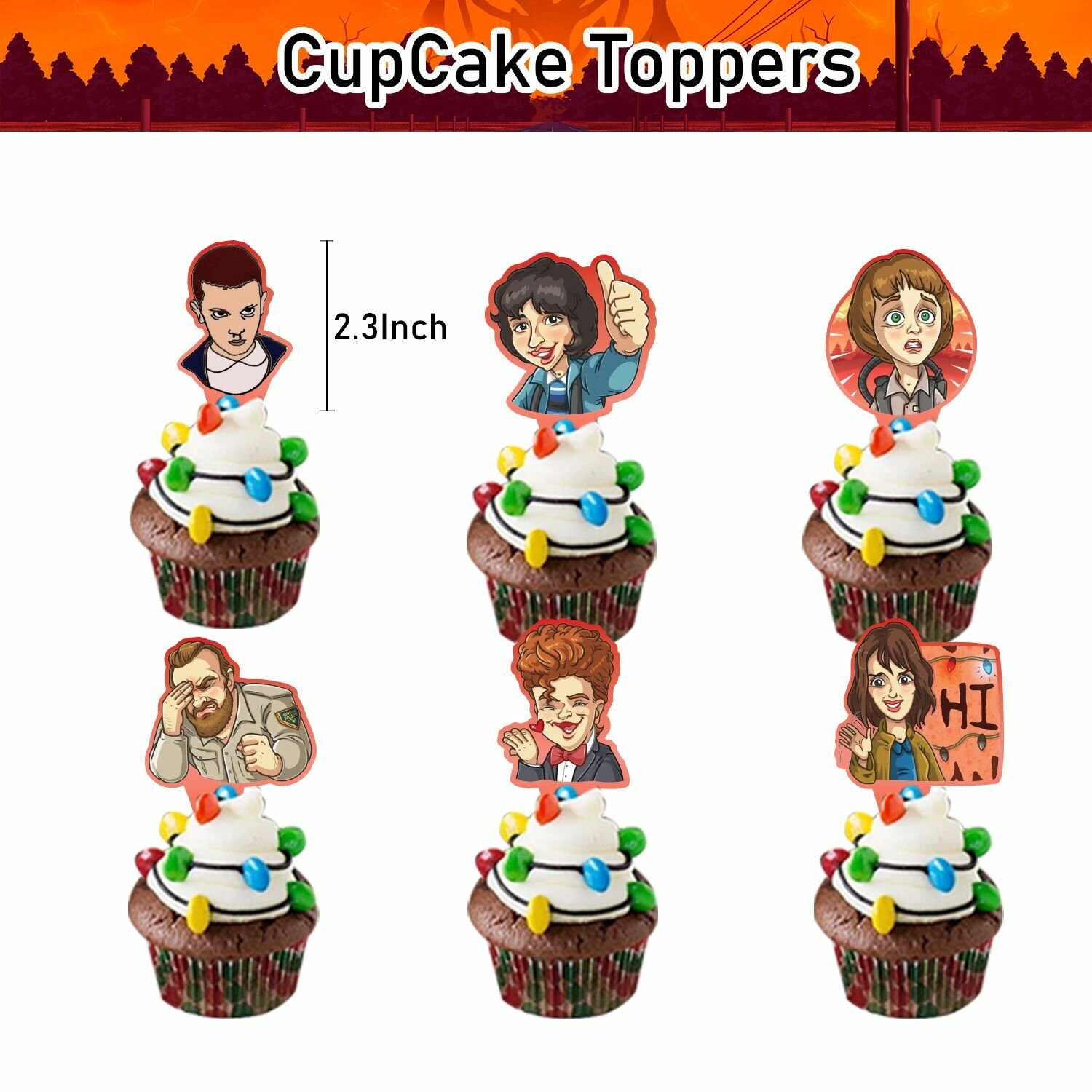 Набор для детского дня рождения Очень Странные Дела (Stranger Things), гирлянда-растяжка, флажки, шарики, украшения для торта, тематические