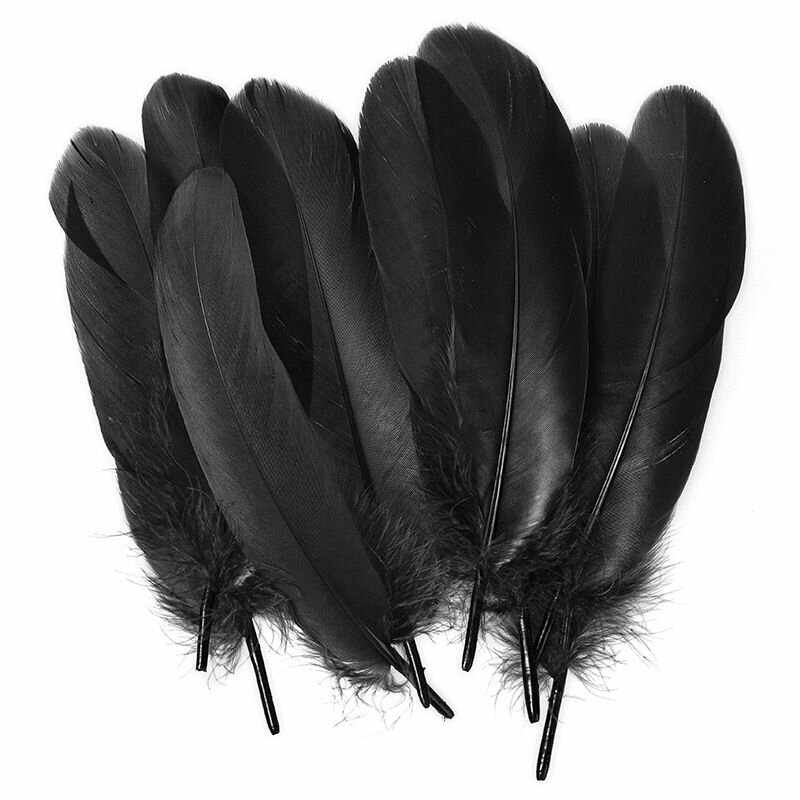 10cm-17cm 50 шт. Перья для творчества декоративные Натуральное гусиное перо/ черный-