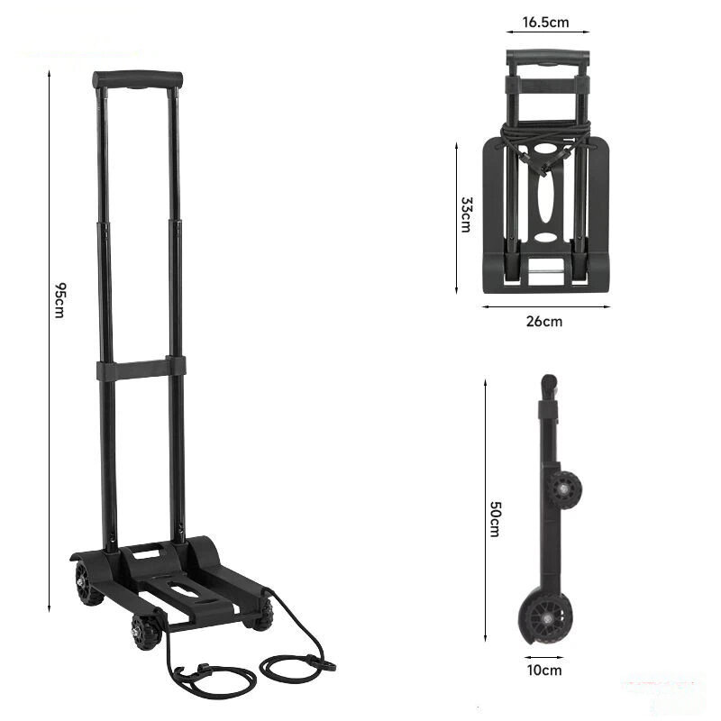 Складная тележка на 4 колесах, легкая переносная сумка-тележка для покупок, рынка и дома