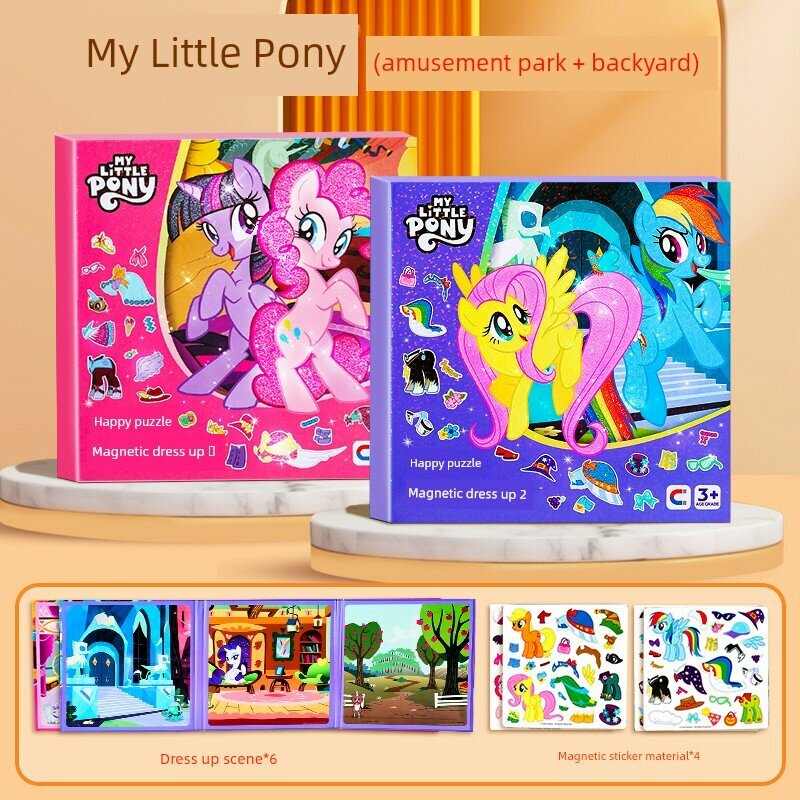 Магнитная развивающая книга «Мой маленький пони», новая модель для девочек, магнитные наклейки без вырезания, ручная