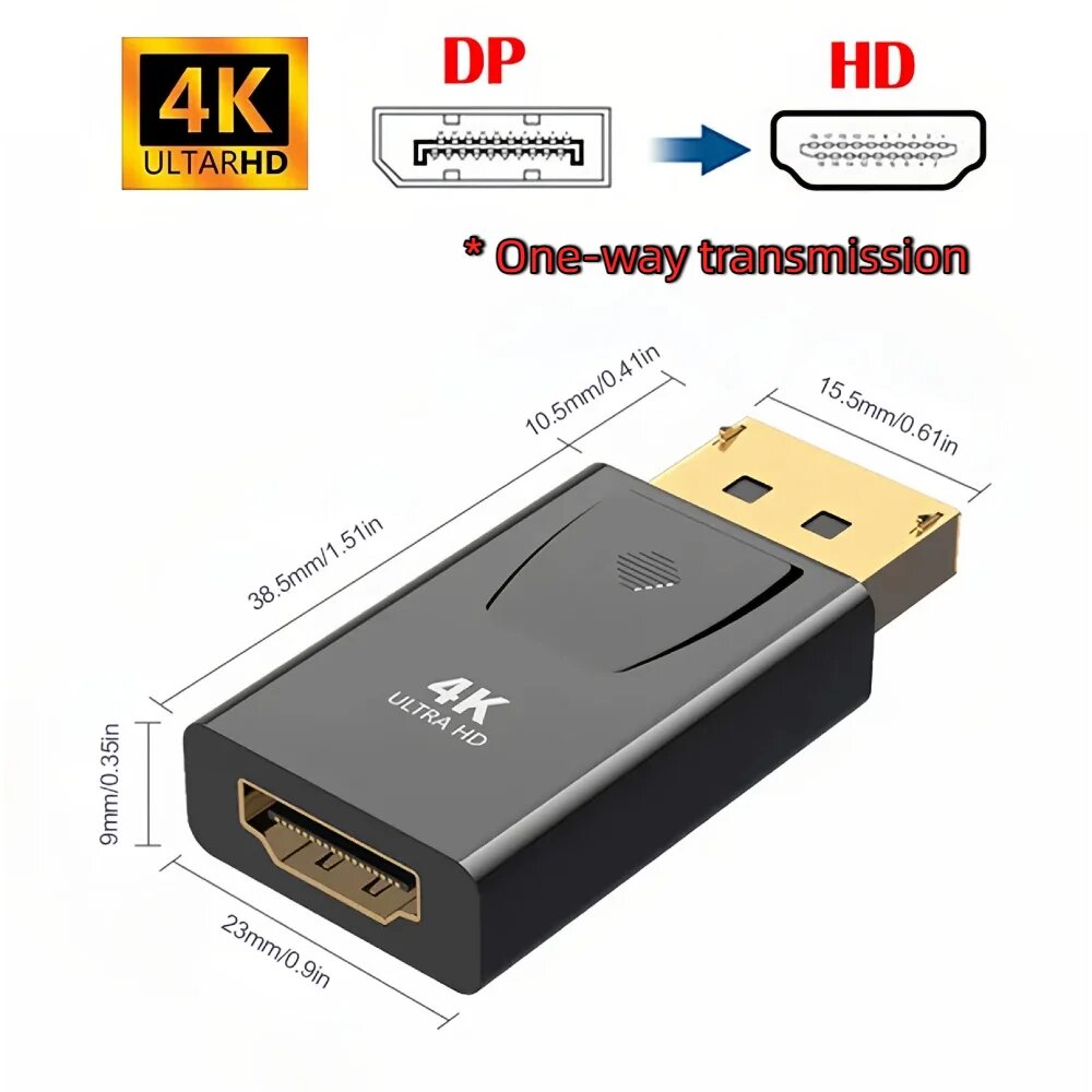 8K при 60 Гц преобразователь DP1.4 в HDMI 2.1 4K при 120 Гц сверхскоростной совместимый кабель 48 Гбит/с для настольного ноутбука, ПК, ТВ-монитора, проектора