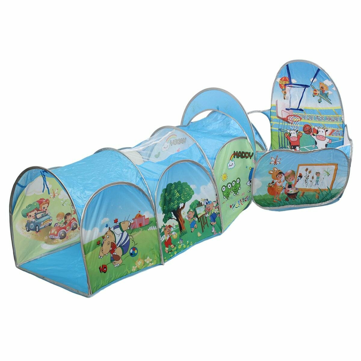 Палатка-туннель с бассейном "HAPPY", размер 230x120x74см, текстиль