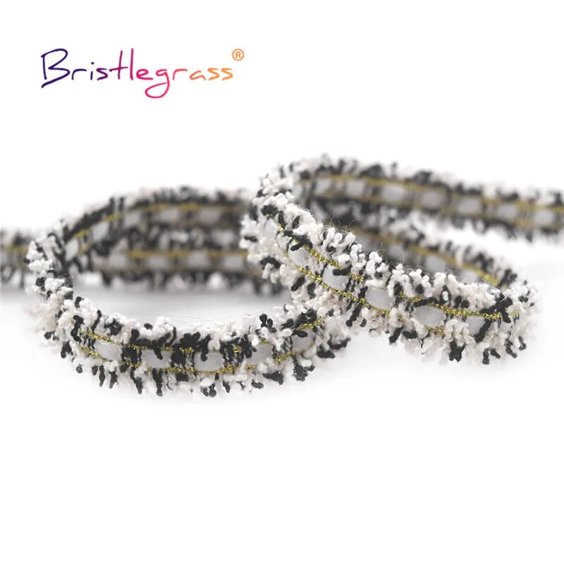 Блестящая твидовая бархатная лента BRISTLEGRASS для рукоделия Серебряный, E--13mm