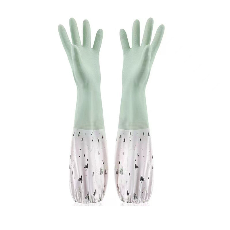Осенне-зимние утолщенные флисовые антифризовые перчатки для мытья посуды, домашние уборочные перчатки, резиновые удлиненные зимние рукава, прочные перчатки