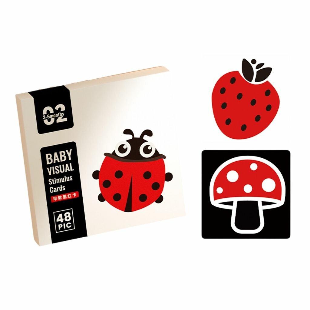 Черно-белая карточка для обучения детей раннего возраста-Черно-красная 48