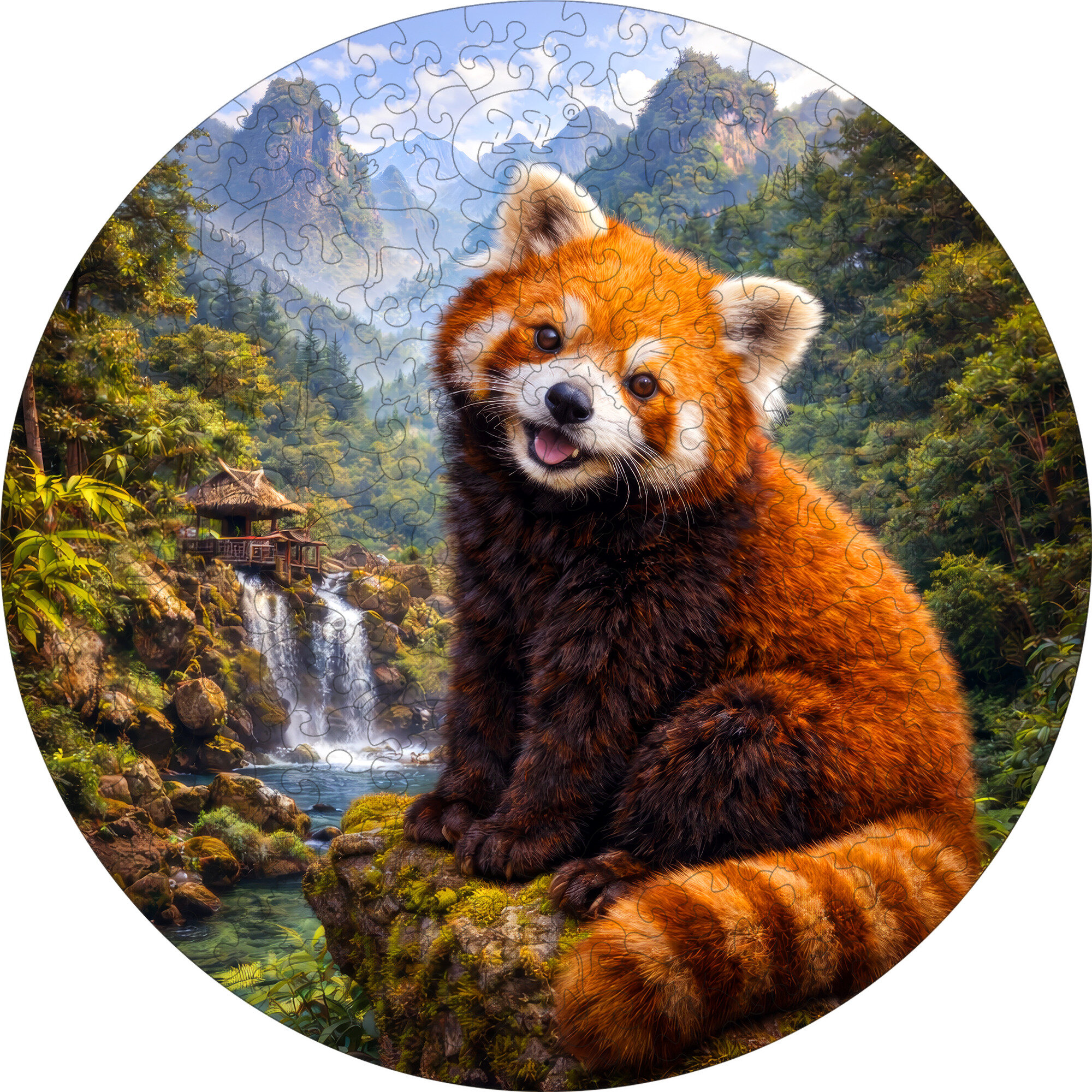 Деревянный пазл "Красная панда" коллекции "Мир животных" / 30х30см, 216 деталей / Подарок для взрослых и детей