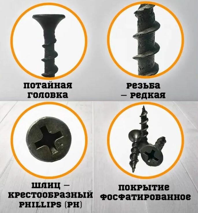 Саморез по металлу, ч/р, черный D 3,5х16 мм (1 кг) // 914751