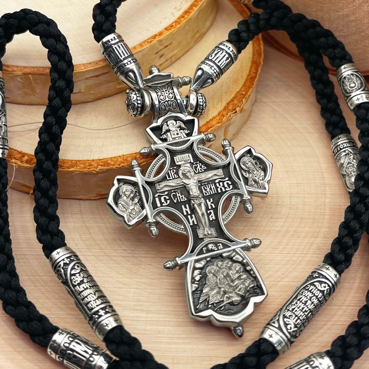 Крестик, серебро, 925 проба, чернение, родирование