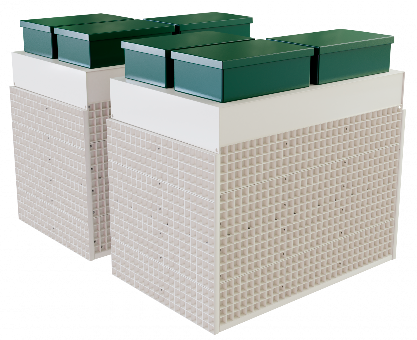 Септик Евробион 100 -Моноблок 2 Блока, самотечный, полипропилен, Станция по технологии Биоматрикс