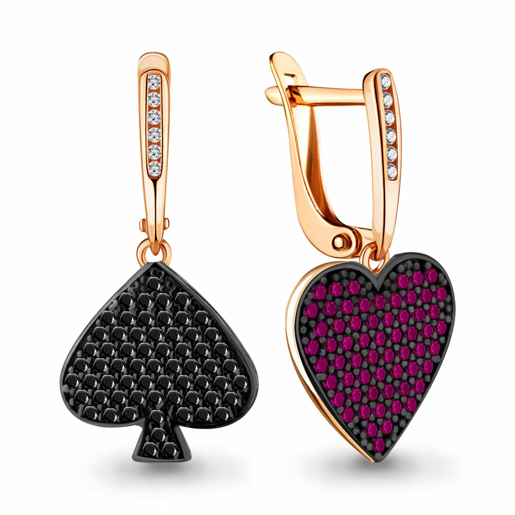 Серьги с подвесками, серебро, 925 проба, золочение, корунд, фианит, кристалл