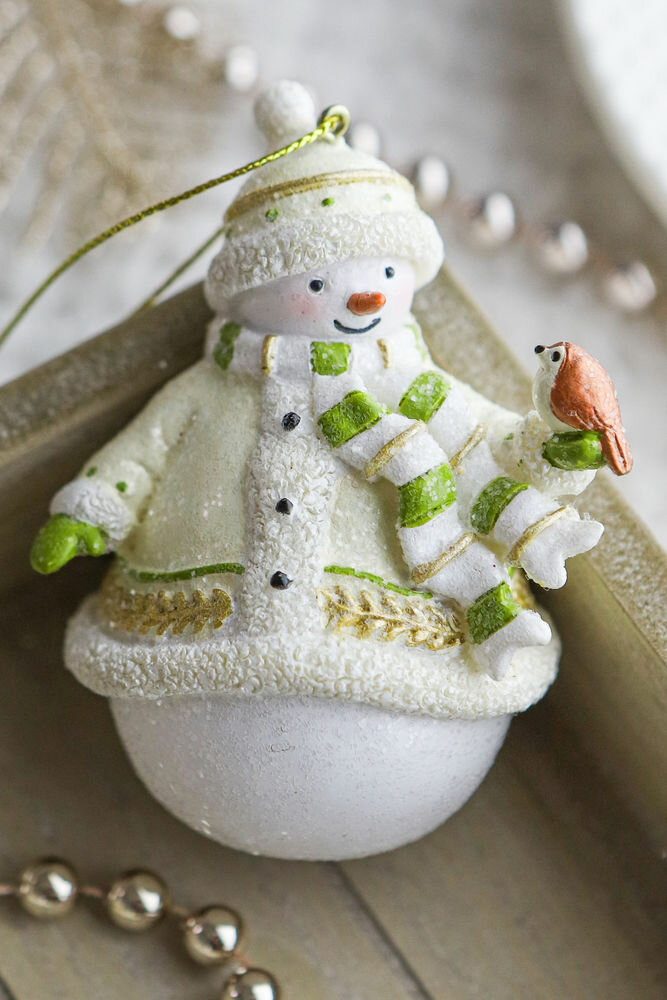 Ёлочная игрушка снеговичок пюхля, полистоун, 8 см, Kurts Adler E0975-1