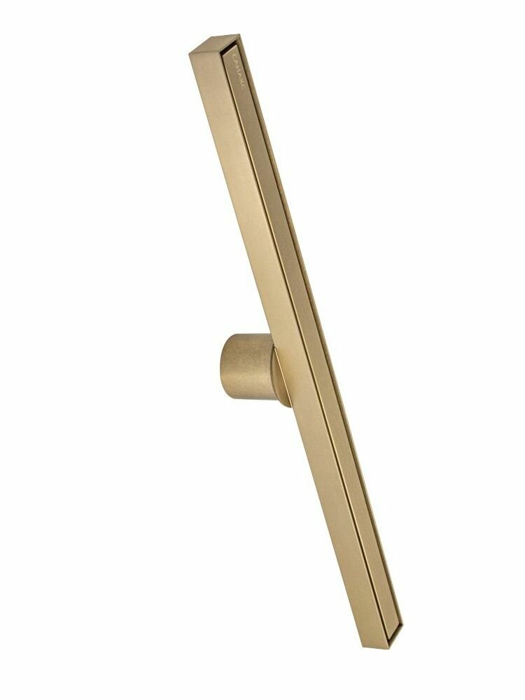 Трап 500х32 мм, нержавеющая сталь, линейный, вертикальный, щелевой, с сухим затвором, цвет матовое золото.