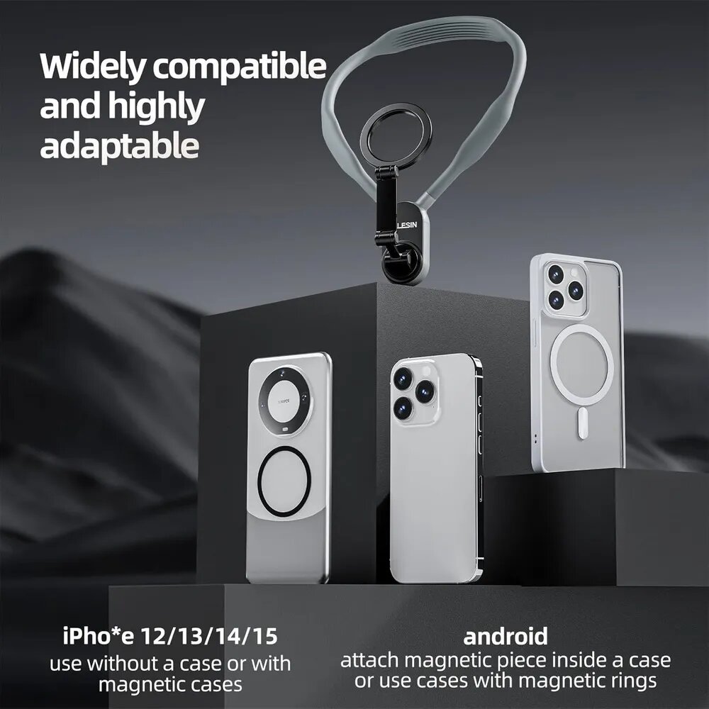 Держатель для телефона TELESIN Magnetic Neck MAX для телефонов MNM-001 с MagSafe серый — фото 1