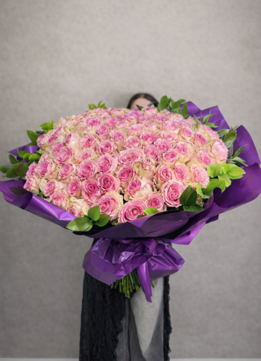 Монобукет "101 роза премиум-класс", 70 см, эквадорские розы, розовая, для женщин
