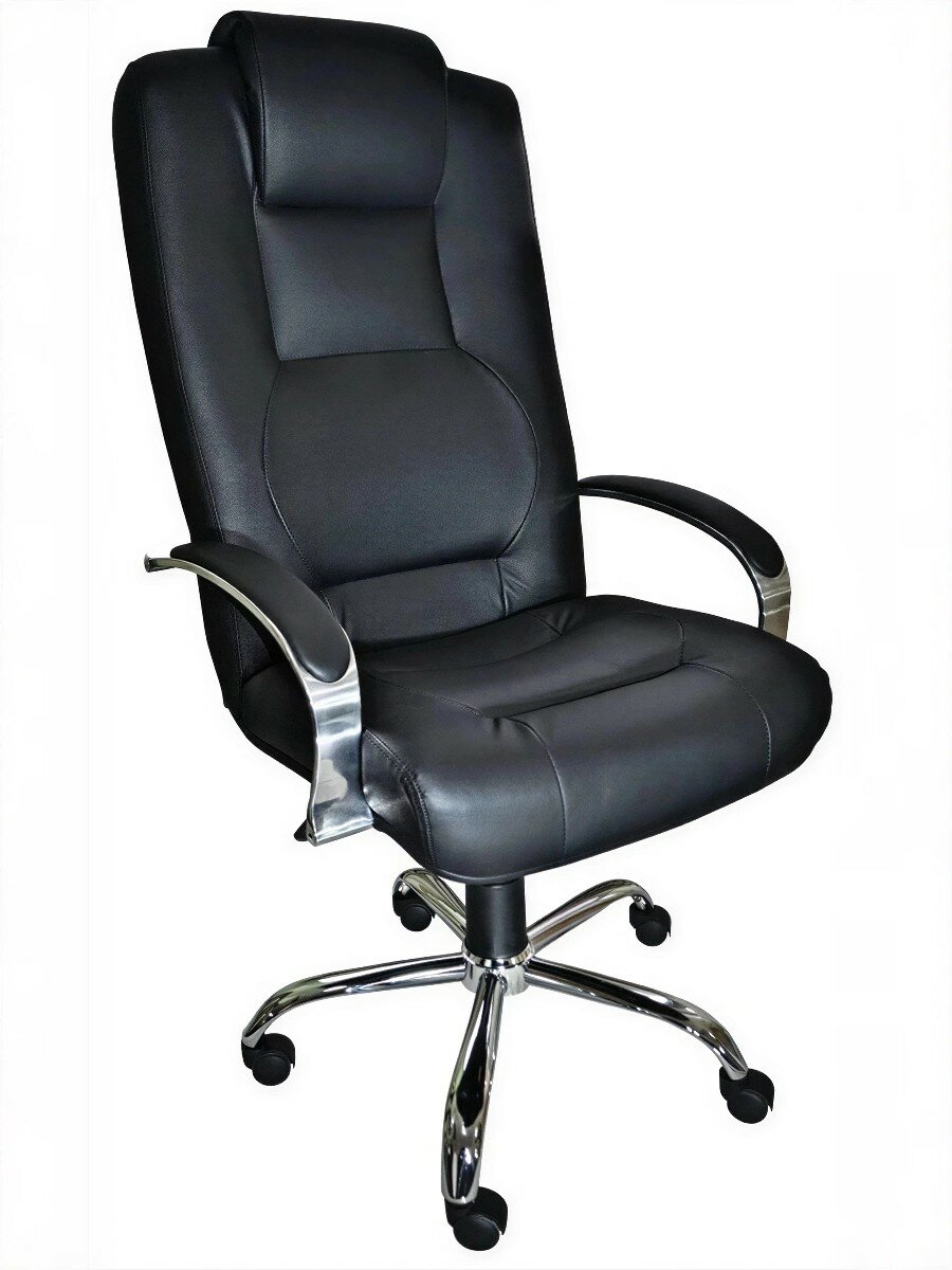 Компьютерное кресло для руководителя Factor Лагуна 21 1Х хром, натуральная кожа, цвет черный
