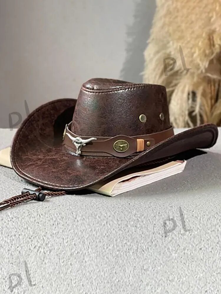 Ковбойская шляпа коричневого цвета, шляпа из искусственной кожи для мужчин, регулируемая шляпа