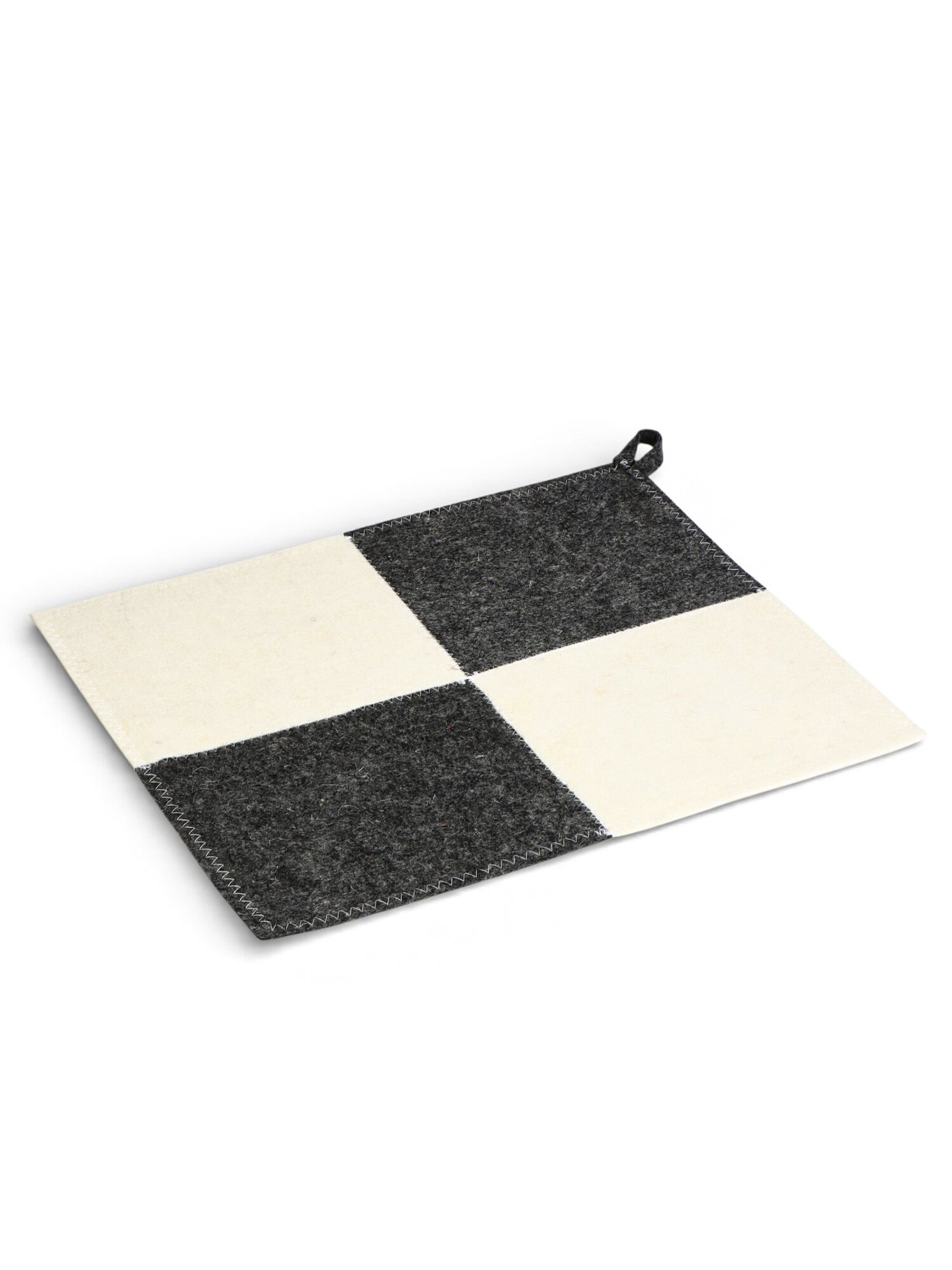 Коврик - сидушка для бани и сауны «Шахматы», 47×38 см, шерсть 30%, полиэфир 70%, серо-белый, «Добропаровъ»