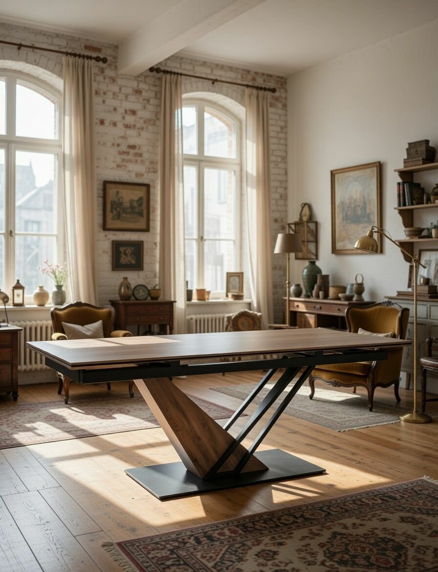 Керамический стол SIGNAL GENESIS Legno 160-220/90 эффект дерева/дуб/черный