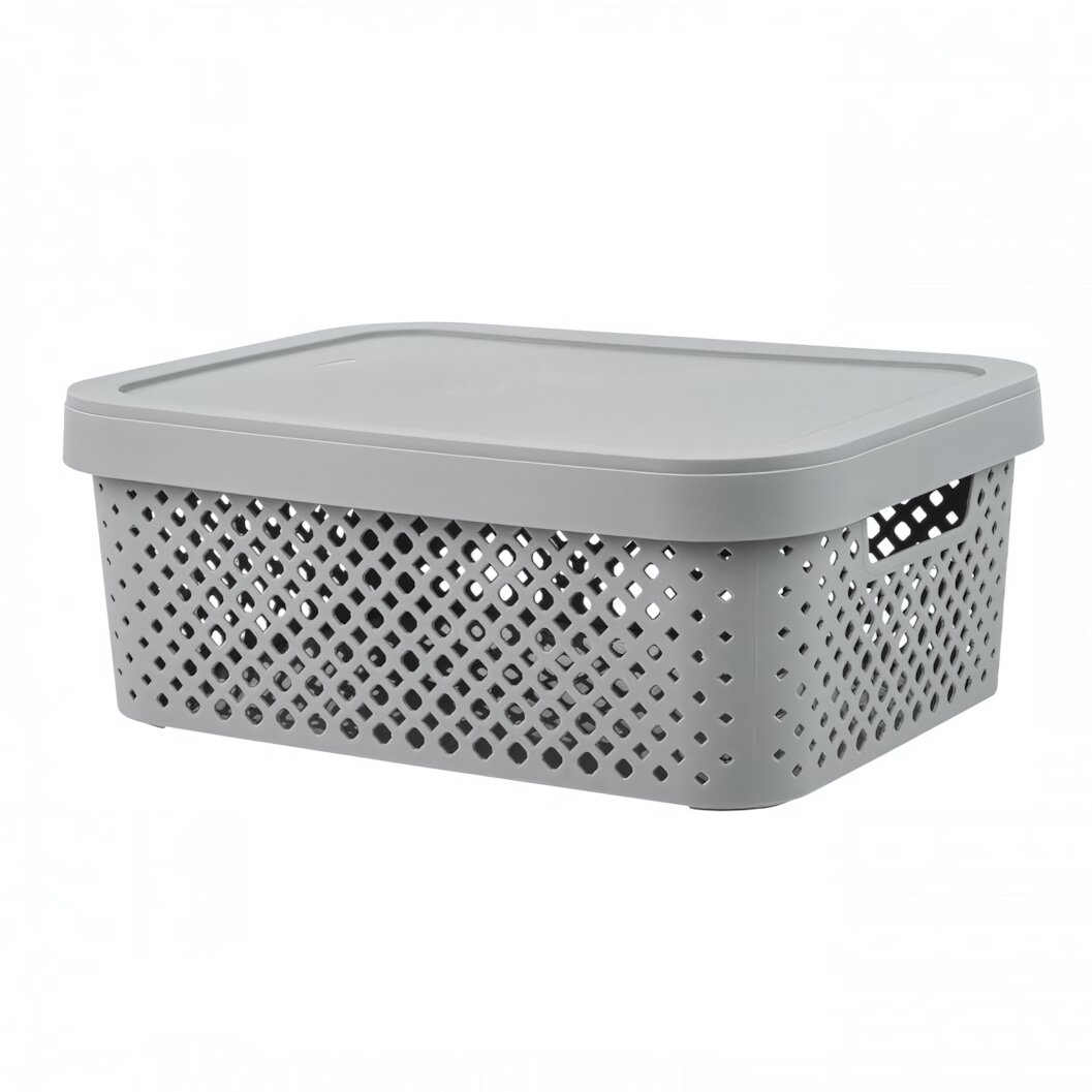 Корзина для хранения с крышкой "stockholm" 10 л, пластик, серый шторм