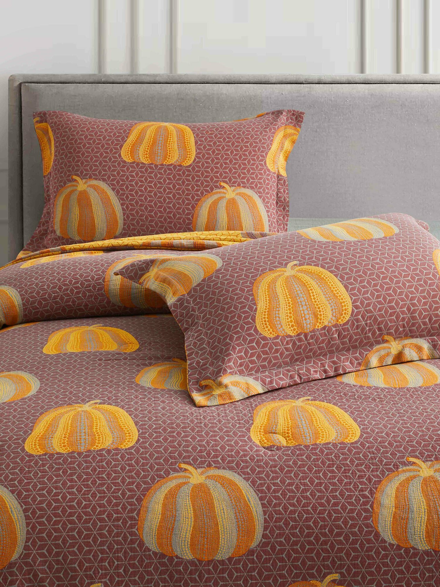 Постельное белье евро Pumpkin Dreams комплект с одеялом 200х220, хлопок, темно-розовый, горчичный