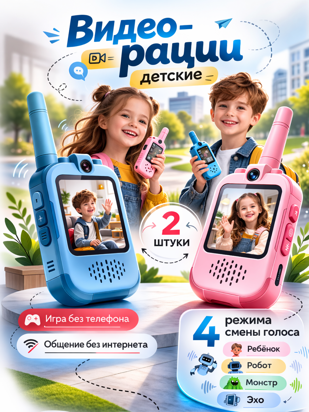 Рация детская 2 шт с видео видеорация портативная набор