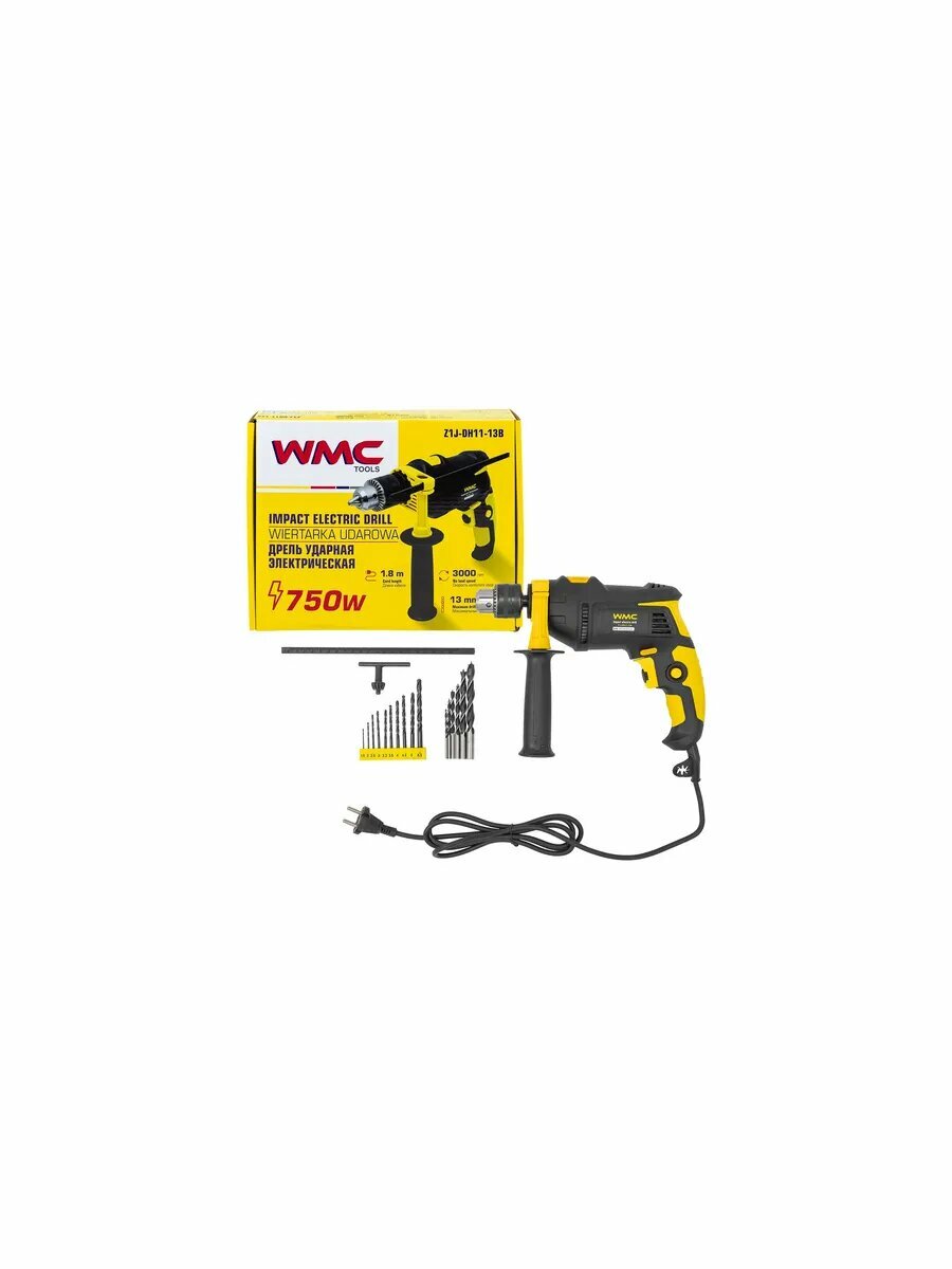 Дрель ударная электрическая WMC TOOLS 3000rpm, 750W, 230V/5