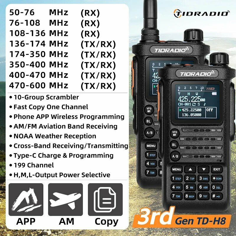 TIDRADIO TD-H8 3rd Gen 10W Рация, Цвет: 2TD-h8P-Black