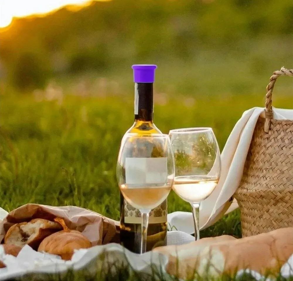 Набор пробок для вина, многоразовых, силикон, 3шт, цвет фиолетовый