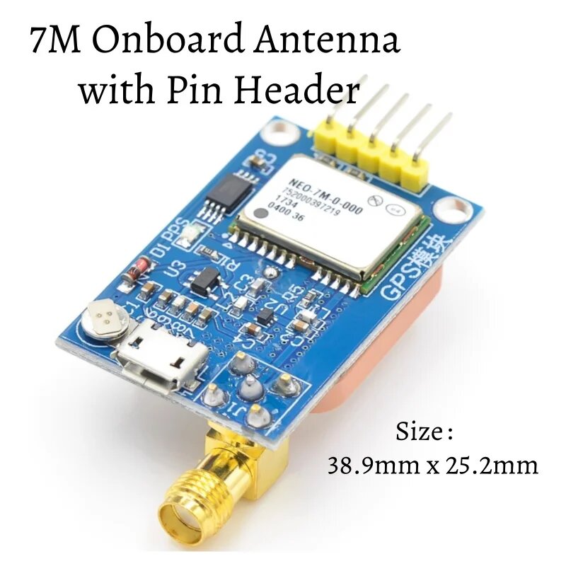 GPS модуль NEO-7M с антенной 7M, 38.9x25.2mm, size6