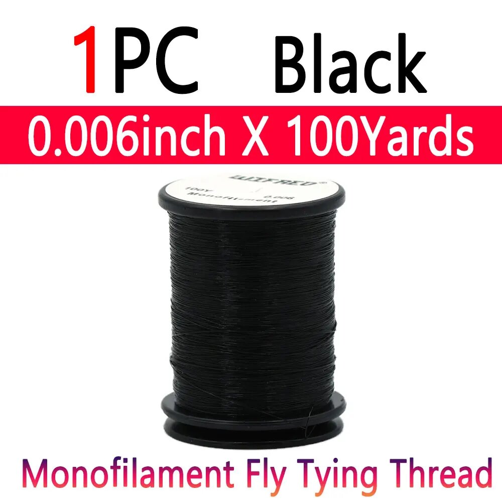 Bimoo монофиламентная нить для вязания мух 0,006 дюйма Черный, 1PC Black