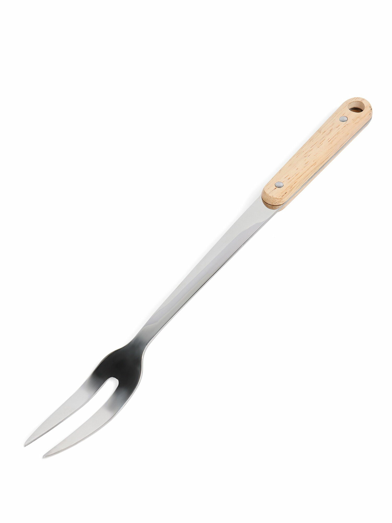 Вилка для мяса 37 см, 7x3.5 см, с деревянной ручкой, цвет: коричневый