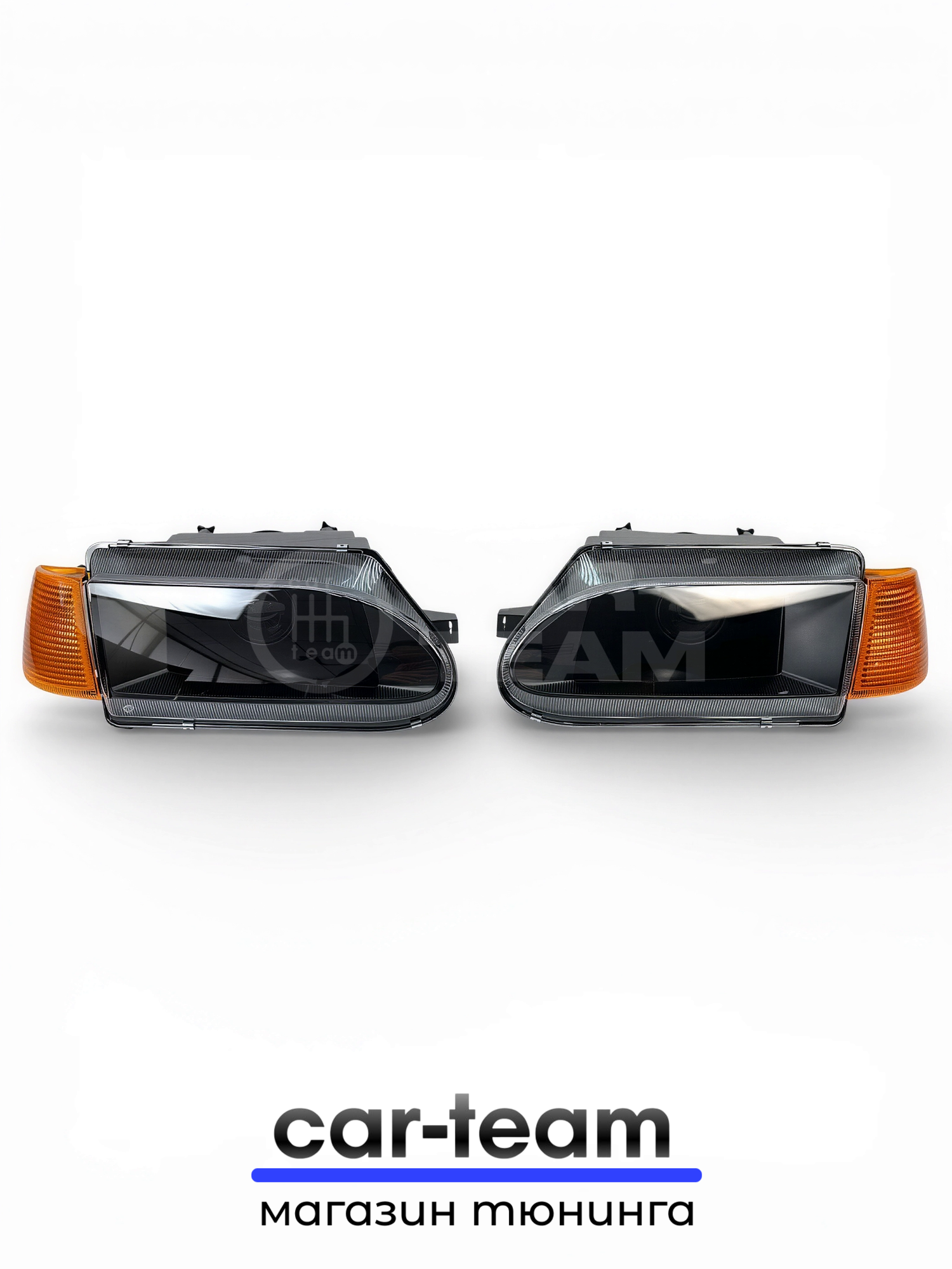 Фары на ВАЗ 2113, 2114, 2115 передние с Bi LED модулями 3.0 дюйма, желтые поворотники (под ключ)