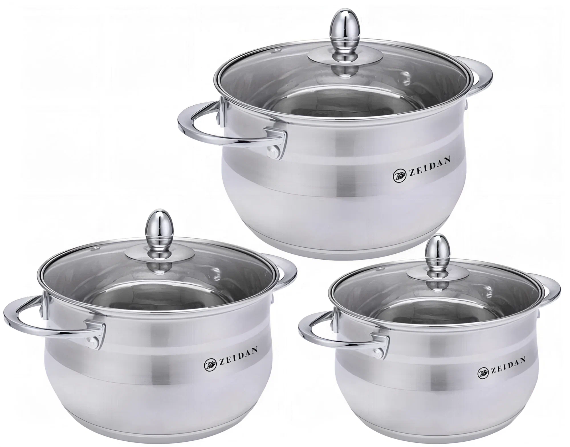 Набор посуды ZEIDAN Z-50659, 3 шт, нержавеющая сталь, серебристый
