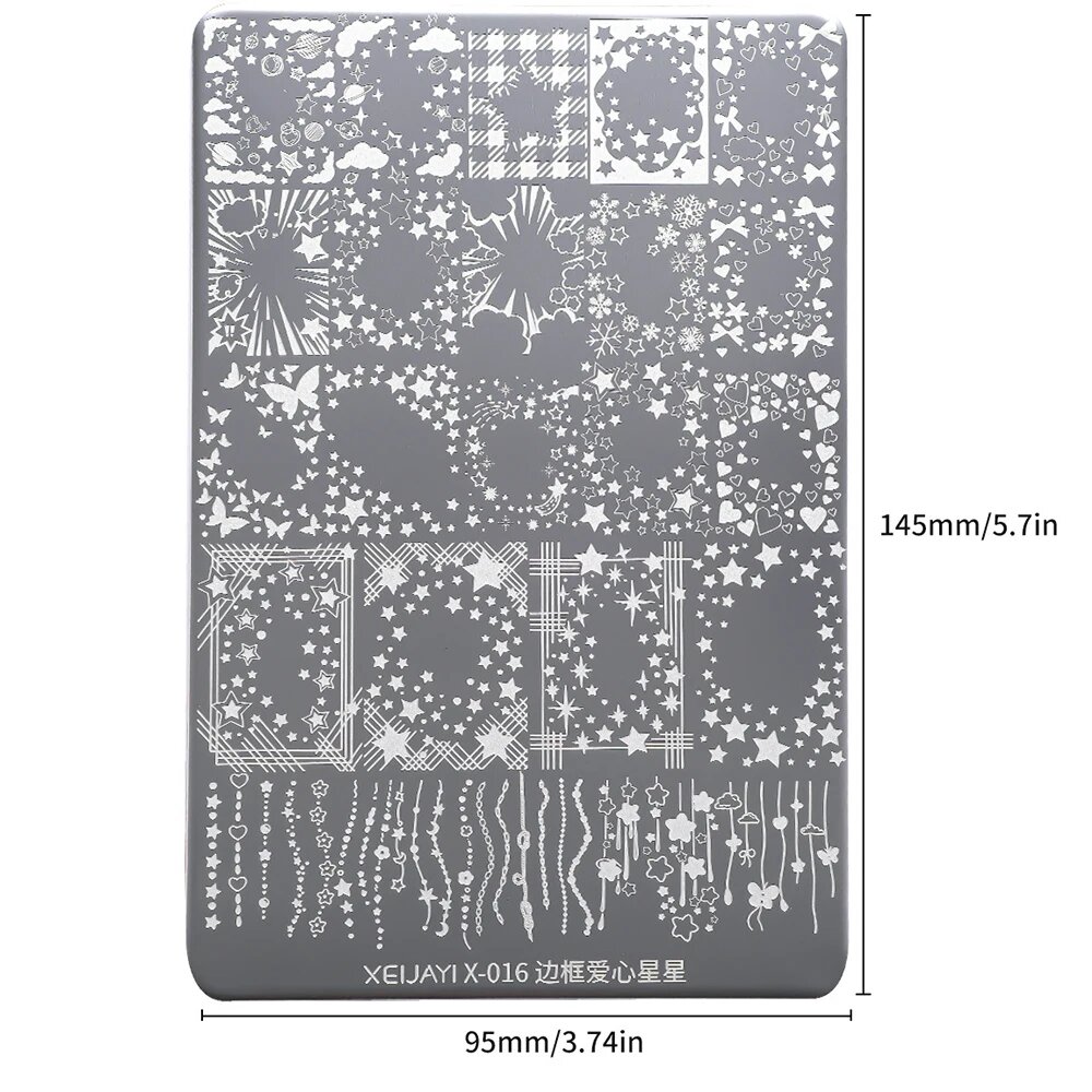 Трафарет для стемпинга ногтей с узором «звезды и банты», сияющие звезды, для маникюра, инструменты для рисования, DIY