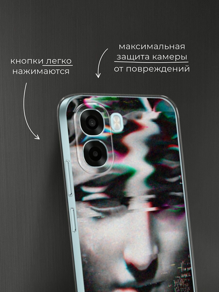 Силиконовый чехол на Oppo A6x / Оппо A6x с принтом Glitch Art — фото 1