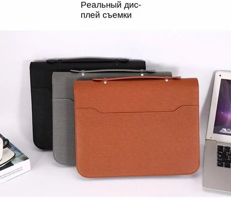 Папка для труда A4, 1 шт. Черная папка-портфель из искусственной кожи для документов — фото 1