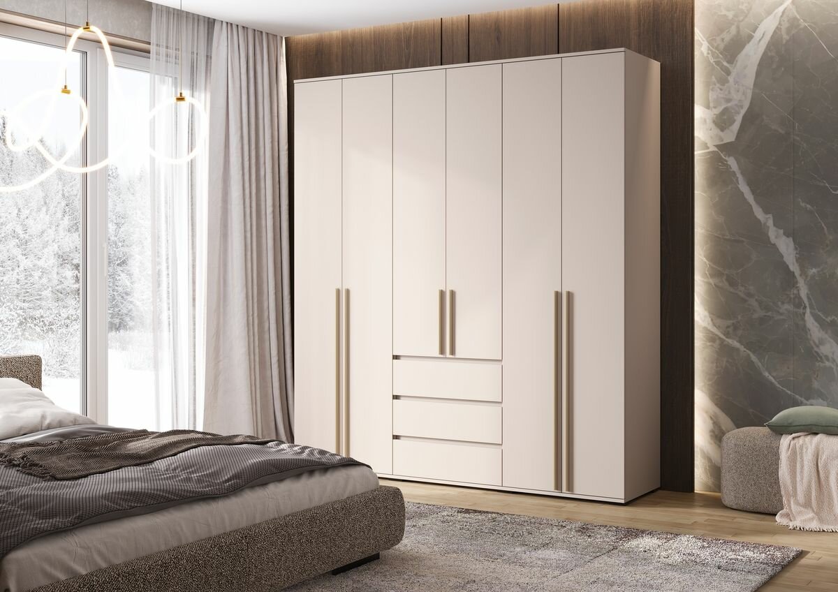 Шкаф "Норд", 6-ти створчатый, Золото Кашемир, 224 х 51 х 200см
