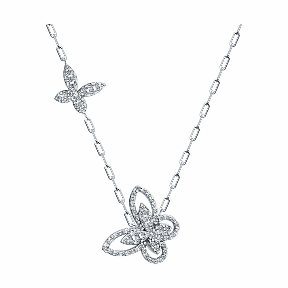 Колье, серебро, 925 проба, родирование, фианит