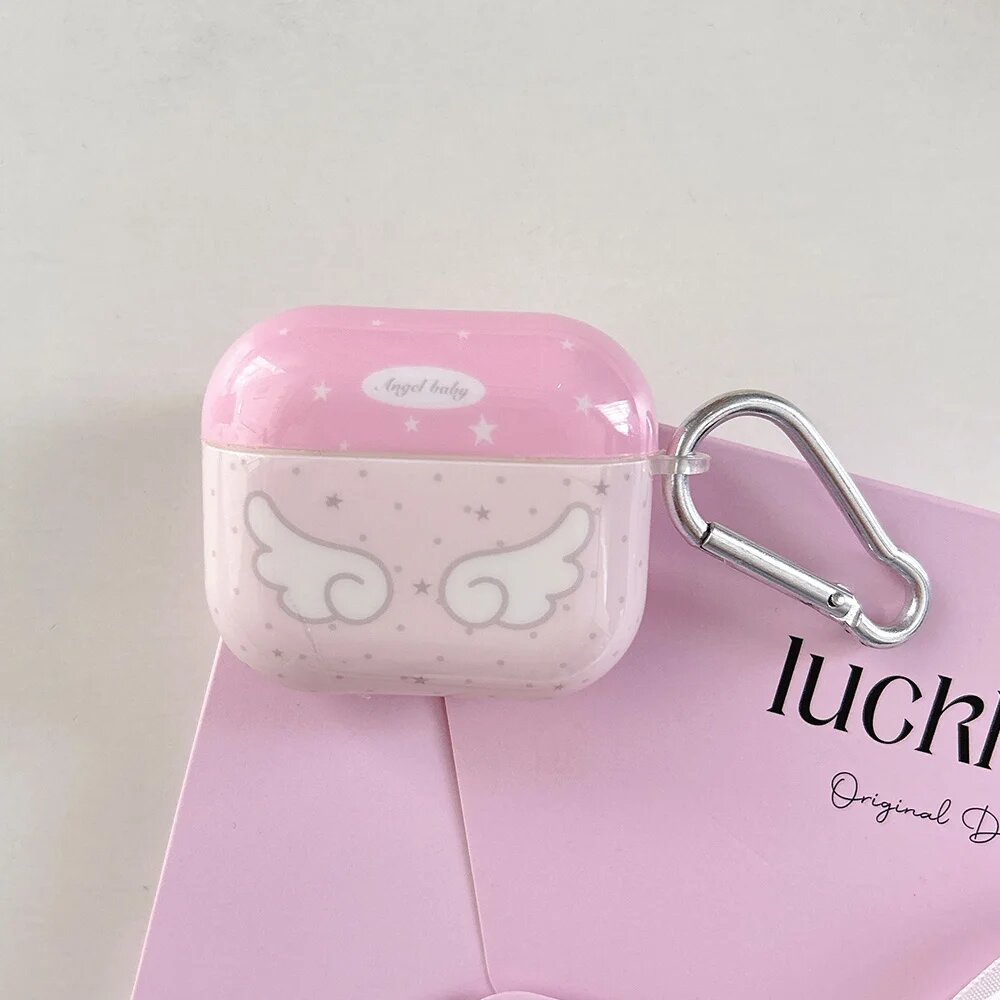 Чехол для AirPods 1 2 розовый с крыльями