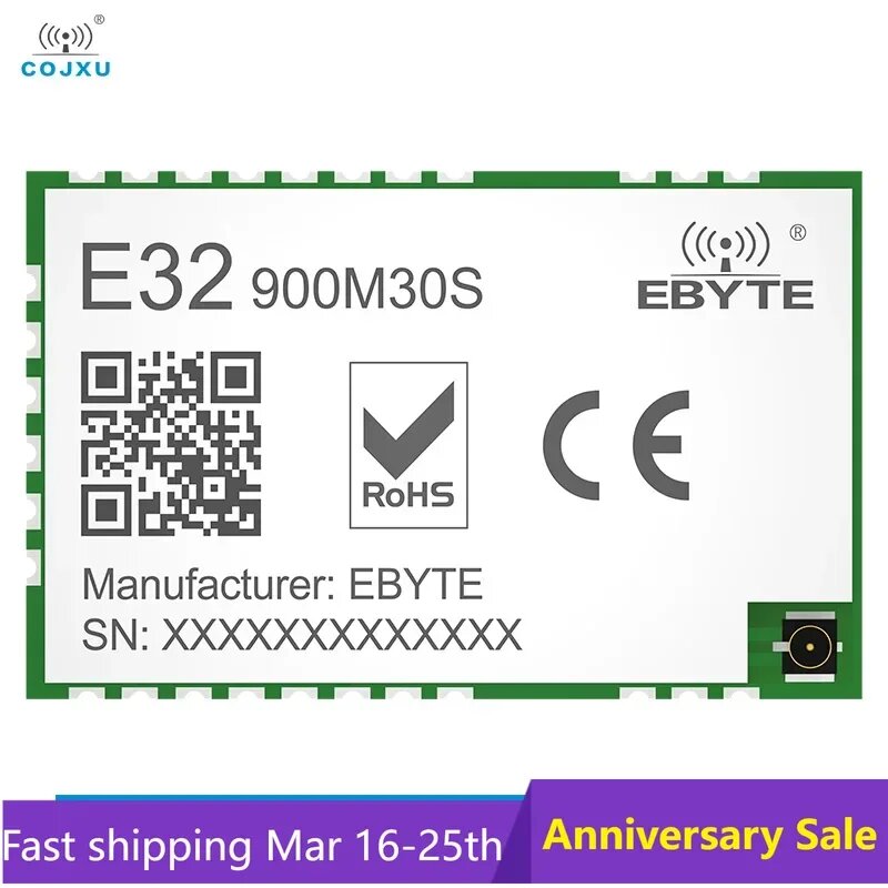 SX1276 LoRa SPI беспроводной модуль 868/915 МГц 30 дБм дальний диапазон 10 км SMD передатчик данных E32-900M30S