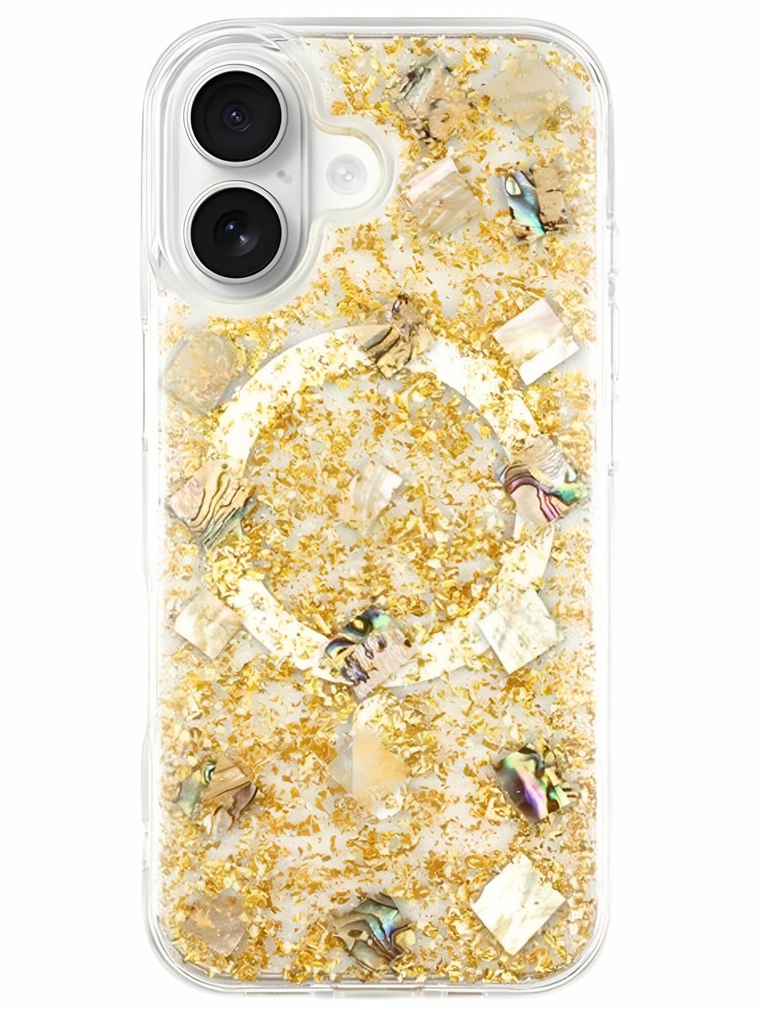 Чехол на iPhone 17, Mag Flowers c поддержкой беспроводной зарядки, Gold