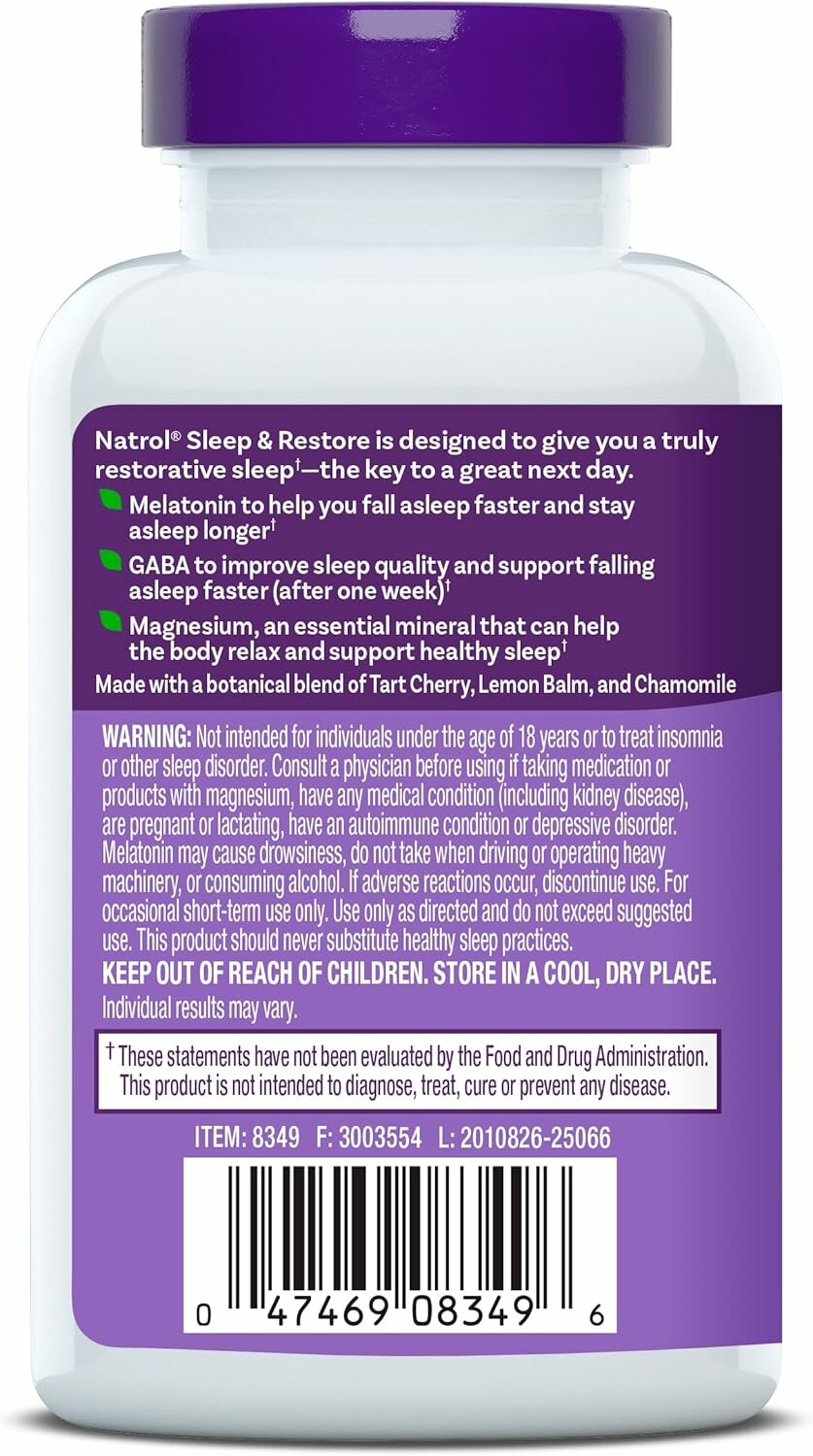 Антиоксидант Natrol "Sleep & Restore", для нормализации сна, 60 капс — фото 1