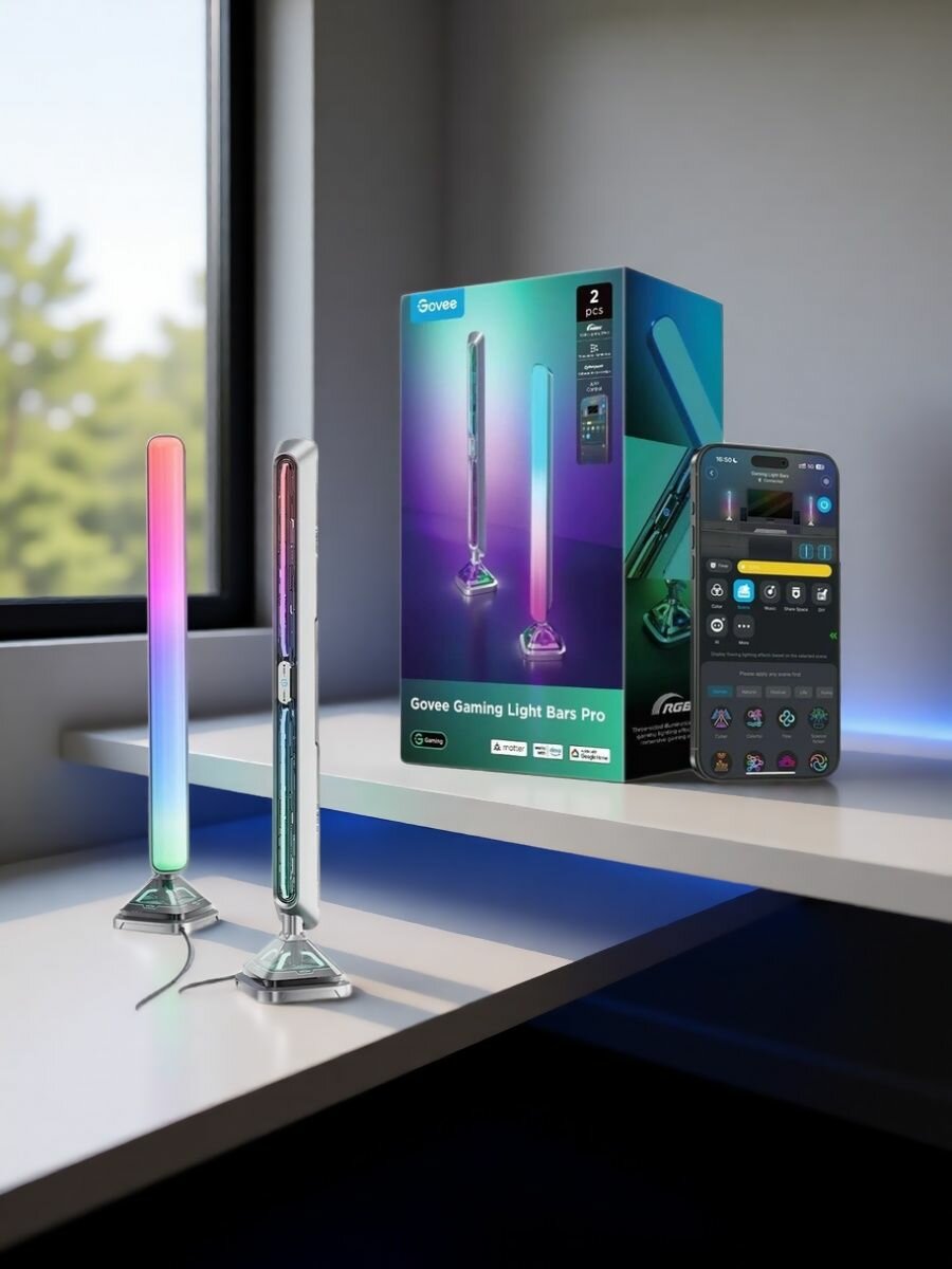 Набор адаптивной подсветки Govee RGBICW Govee Gaming Light Bars Pro, черный