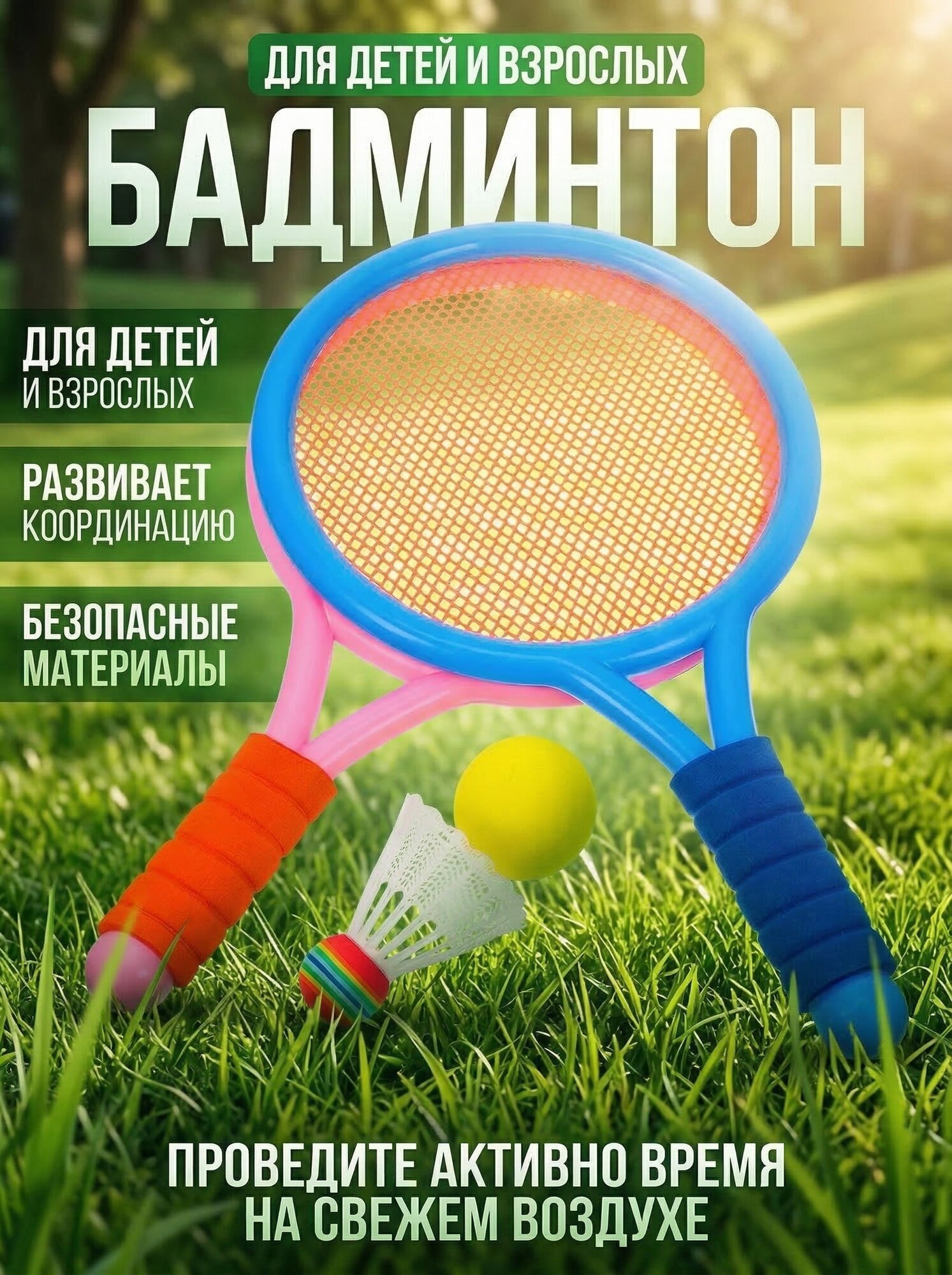 Детский набор ракеток для бадминтона, бадминтон