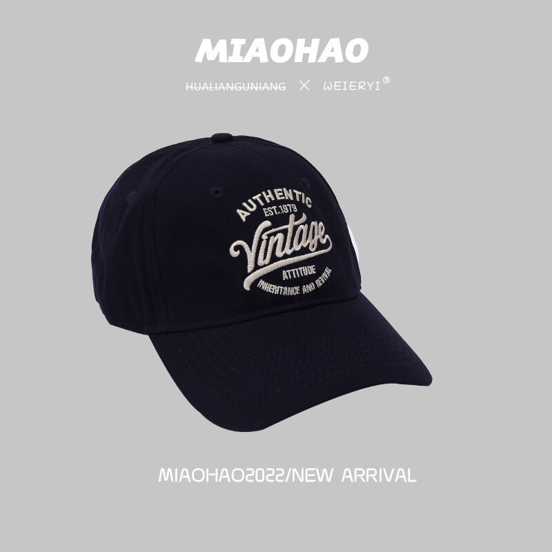 Бейсболка с мягким верхом в американском ретро и вышивкой, летняя фуражка для мужчин и женщин, пара, шляпа в корейском стиле, оптовая продажа, бежевый, черный