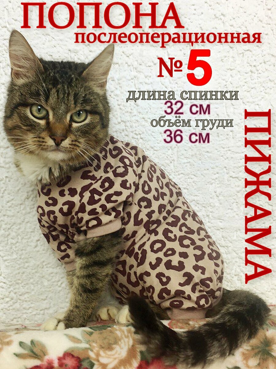 Попона-пижама "Леопардовый рай" послеоперационная для кошек №5