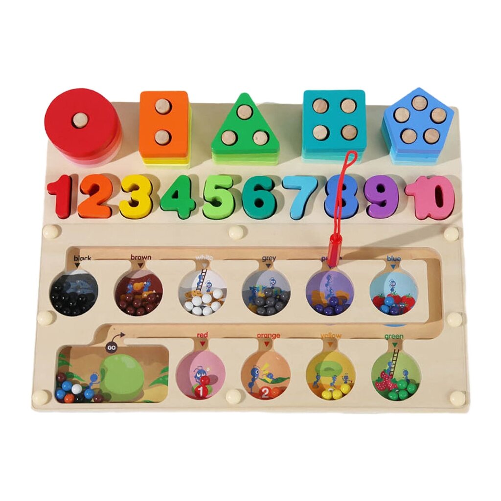 Деревянная Магнитная Движущаяся Игрушка-Лабиринт Из Бисера, Сортировка По Цвету, Раннее Образование Малыша, Подходящая По Форме Игрушка для Игр в Детском саду
