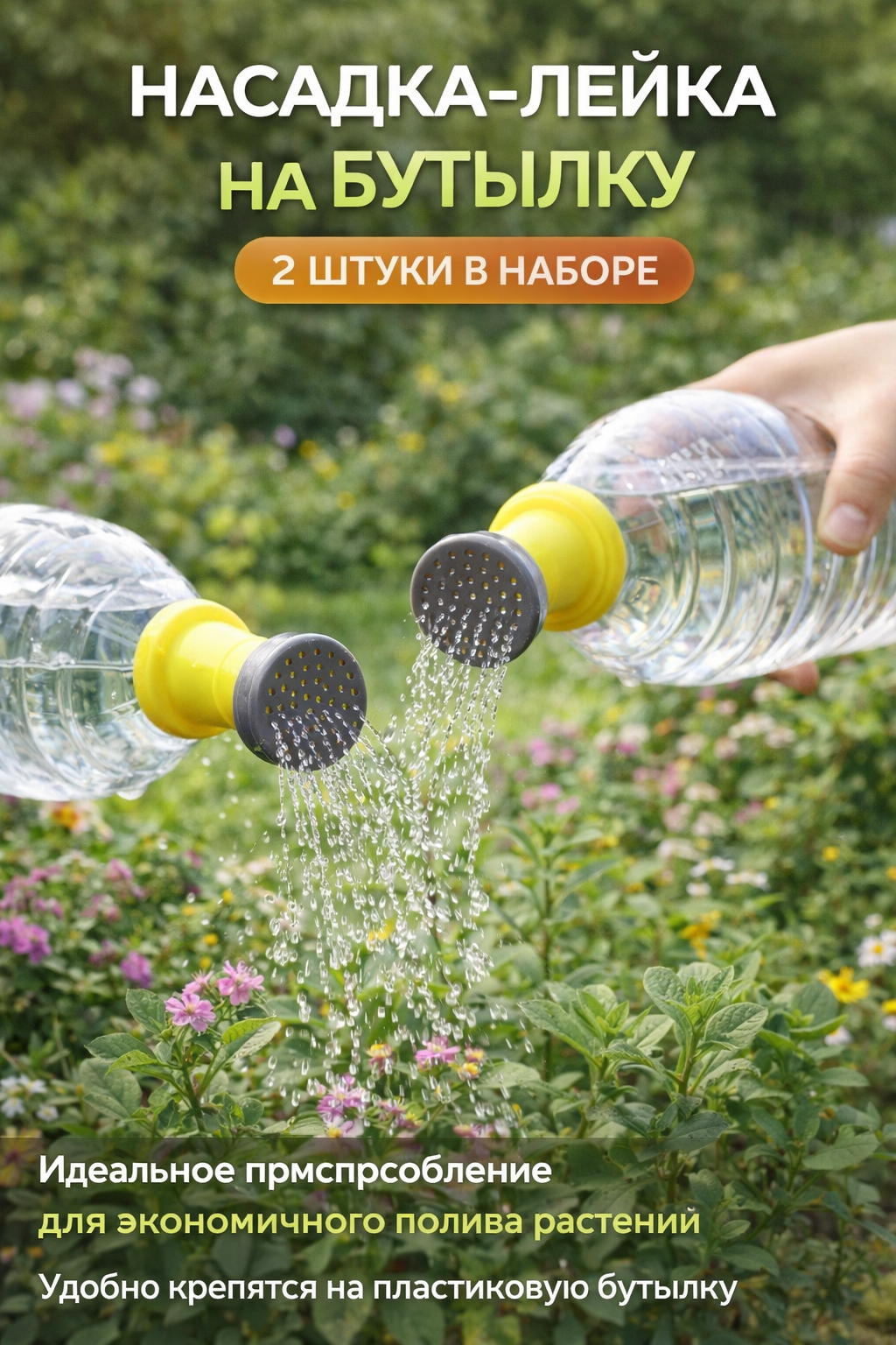 Насадка-лейка "GH37", для комнатных растений, пластик, желтая, 2 штуки в наборе