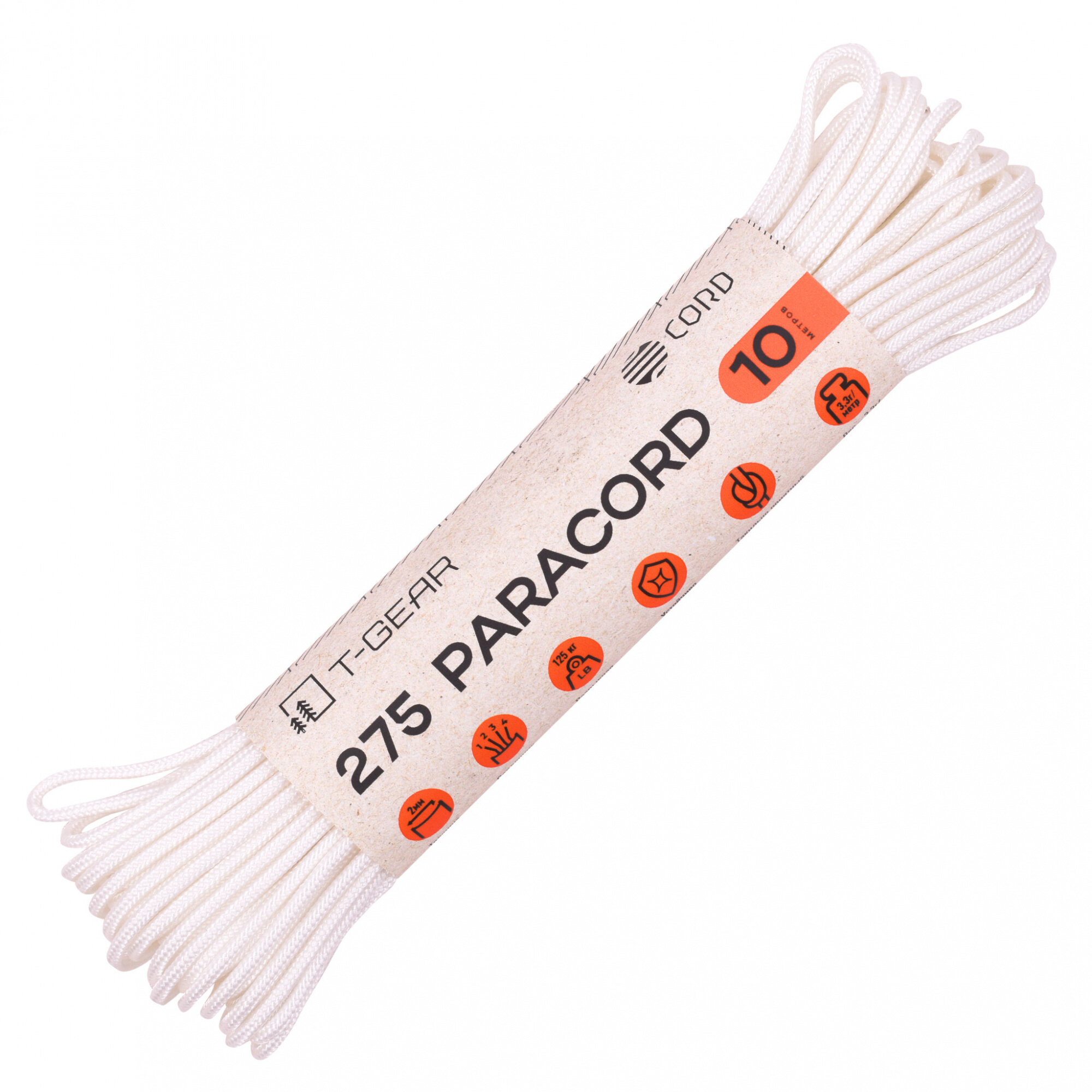 Паракорд 275 T-Gear x CORD nylon 10 метров (расцветка - White)